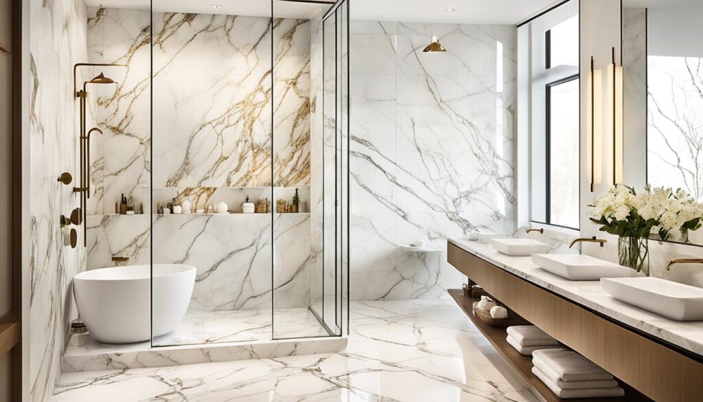 Elegant Calacatta Tile Bathroom Design Inspirations