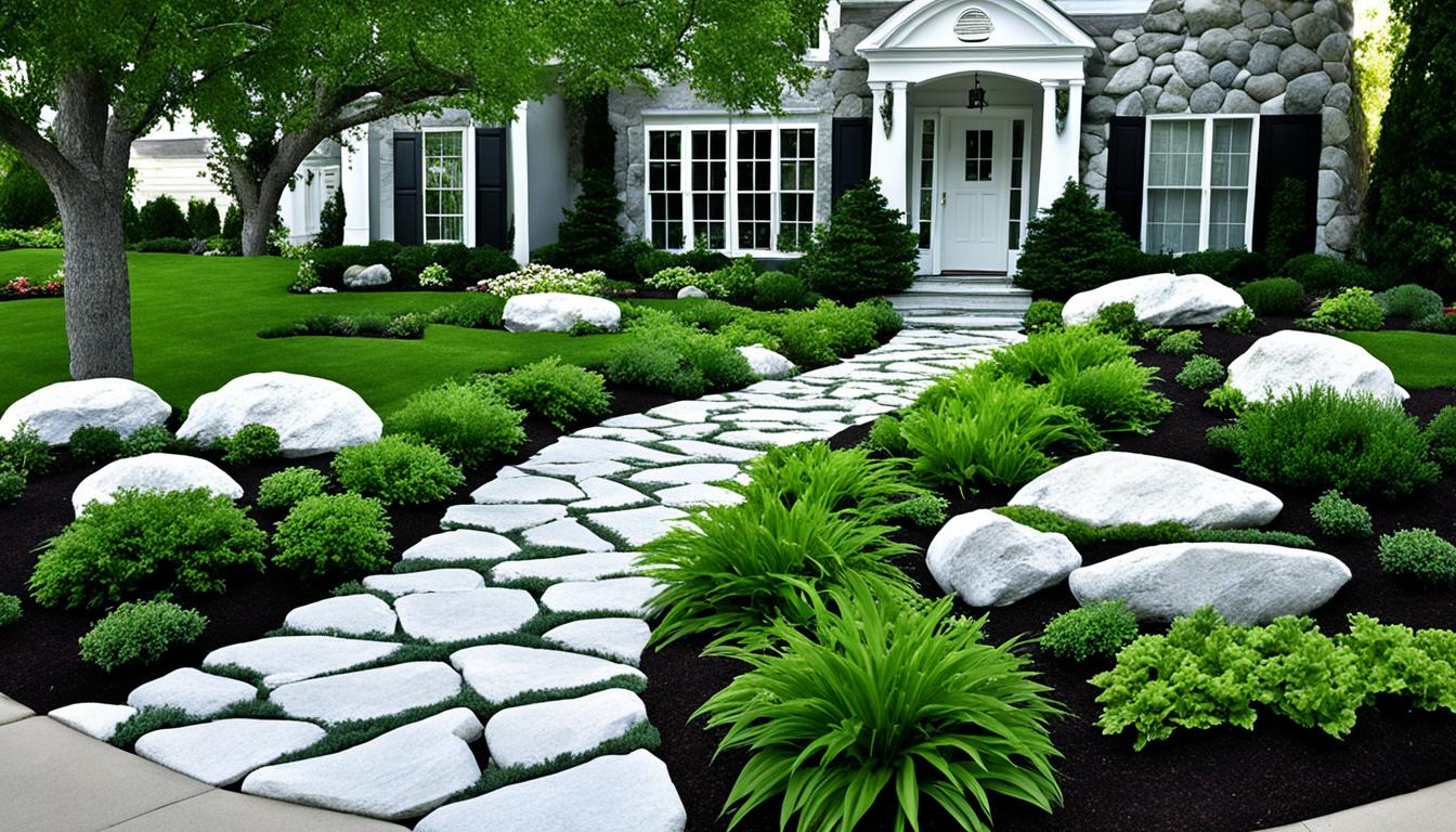 Elegant White Rock Landscaping Ideas for Front Yards
